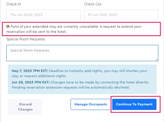 Requesting a Reservation Extension – EventConnect