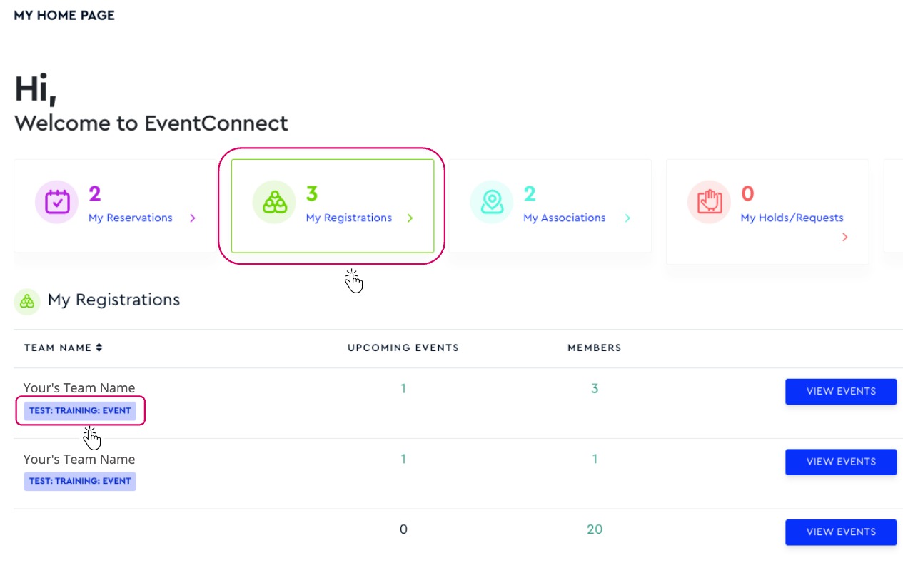 Create Reservation using a Team Block – EventConnect