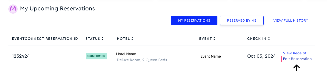 Edit Reservation – EventConnect