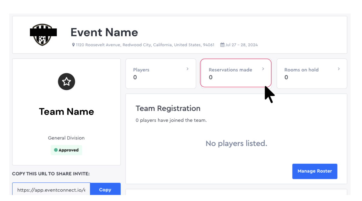 Attach Players to Reservations - Team – EventConnect